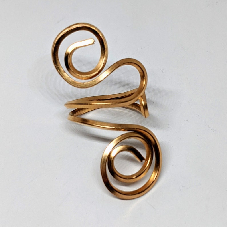 Bronze Long Statement Ring With Spirals, Large Adjustable Ring - Etsy