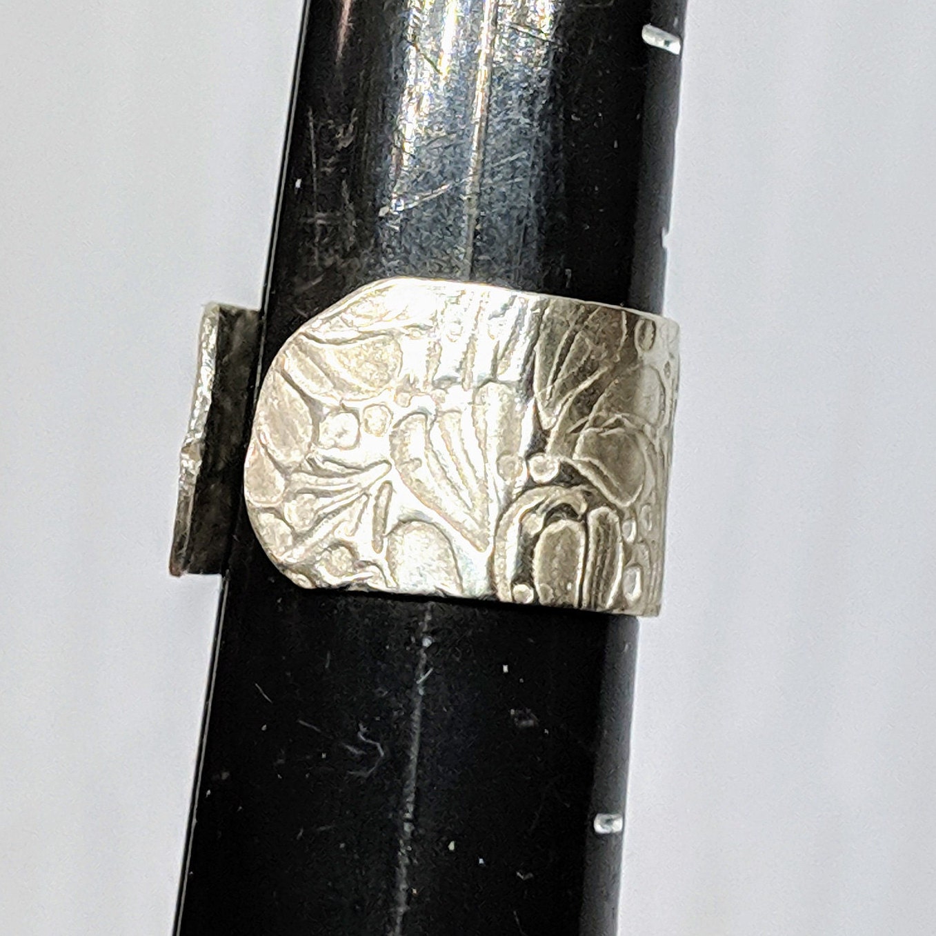 Handcrafted Sterling Silver Ring Textured with Ivy Design | Etsy