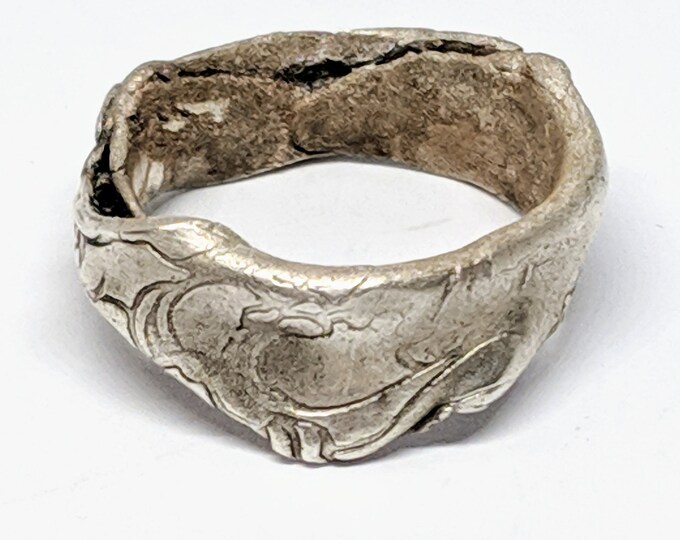 Handcrafted Textured Sterling Silver Ring Size 4.75, Unique Folded ...