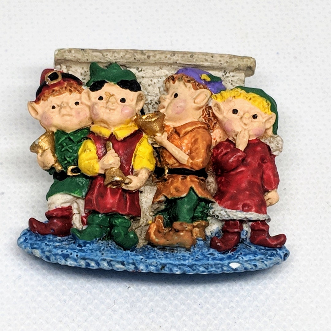 Vintage Elves Brooch, Christmas Santa's Helpers Pin, Cute Stocking ...
