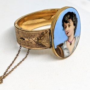 Antique Victorian Hinged Bracelet With Portrait "neapolitan Fisher Boy ...