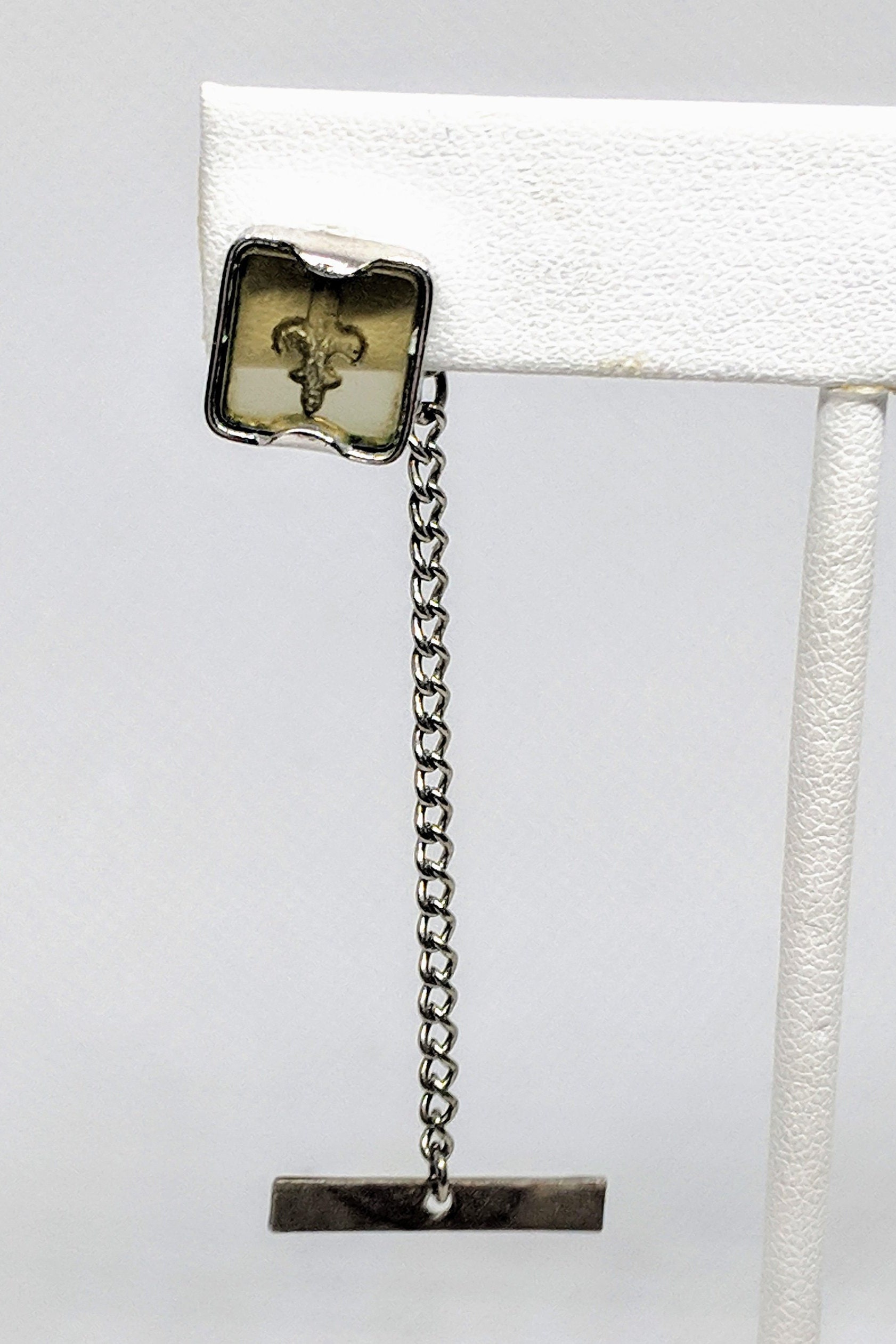 Vintage Fleur De Lis Tie Tack Reverse Carved Transparent - Etsy