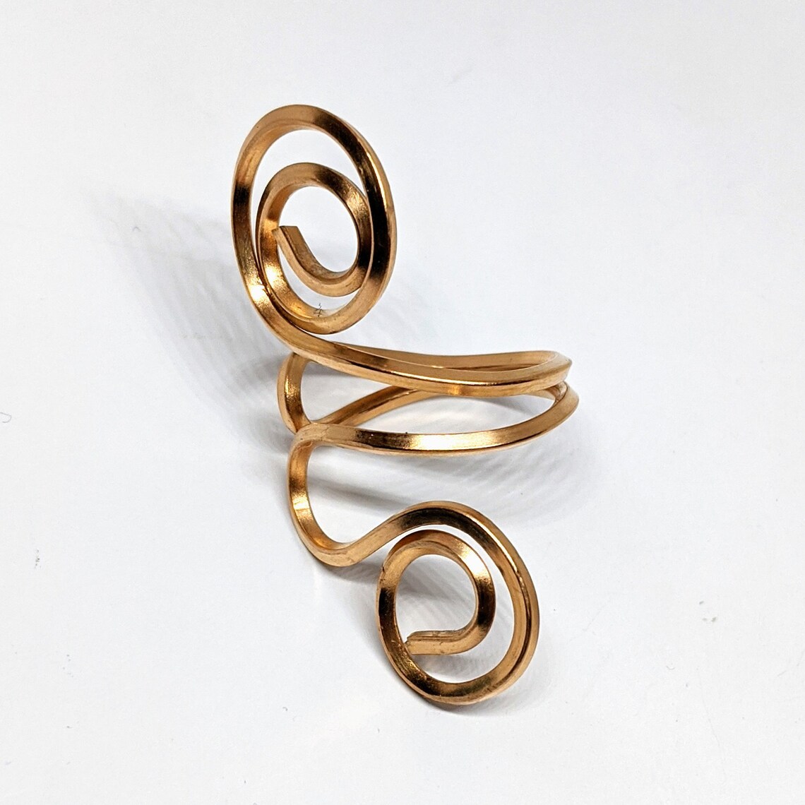 Bronze Long Statement Ring With Spirals, Large Adjustable Ring - Etsy