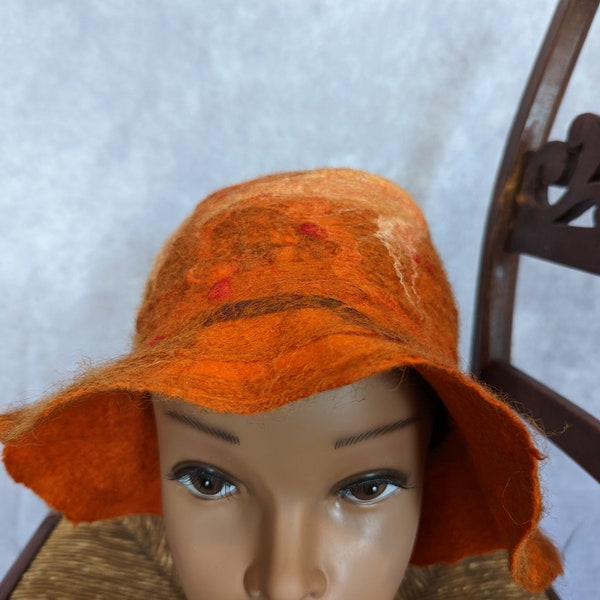 Orange Felt Hat - Etsy