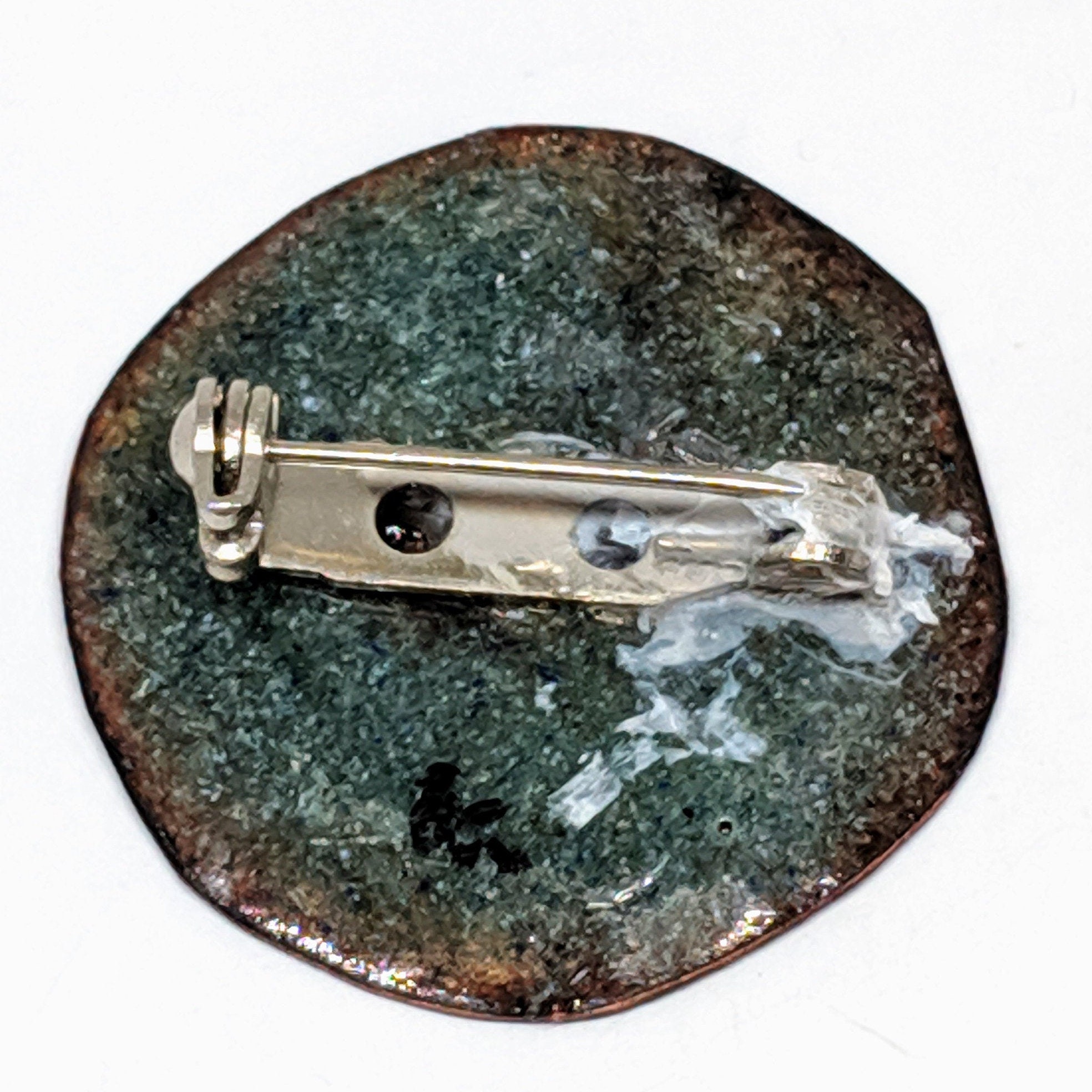 Blue Circle Enamel Pin With Cream Squiggle, Handcrafted Vitreous Enamel ...