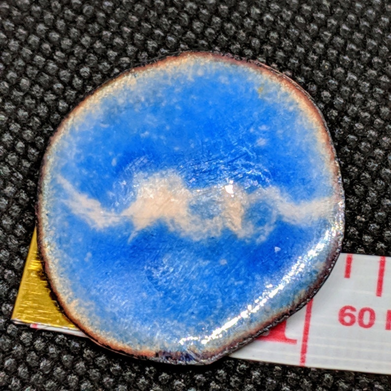 Blue Circle Enamel Pin With Cream Squiggle, Handcrafted Vitreous Enamel ...