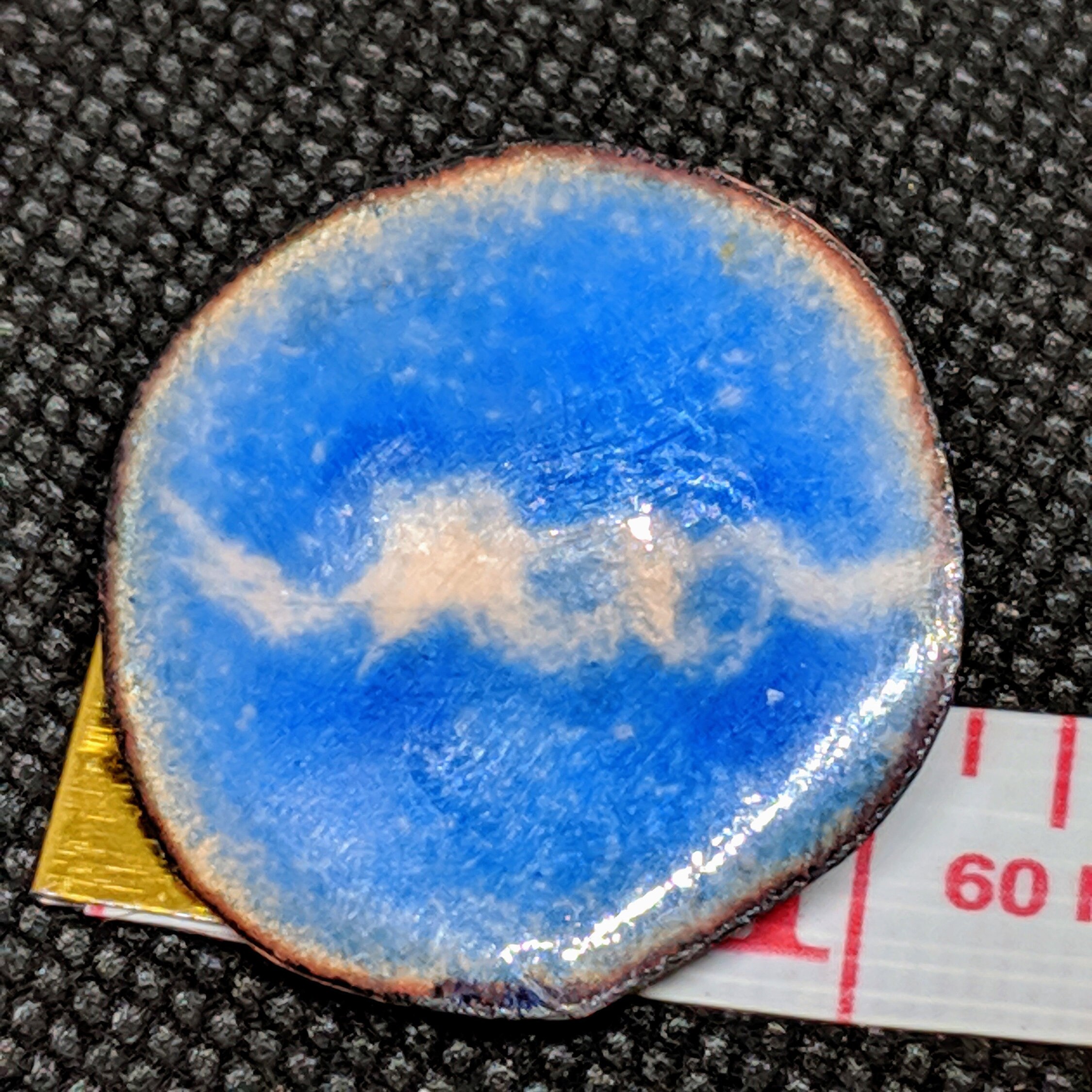 Blue Circle Enamel Pin With Cream Squiggle, Handcrafted Vitreous Enamel ...