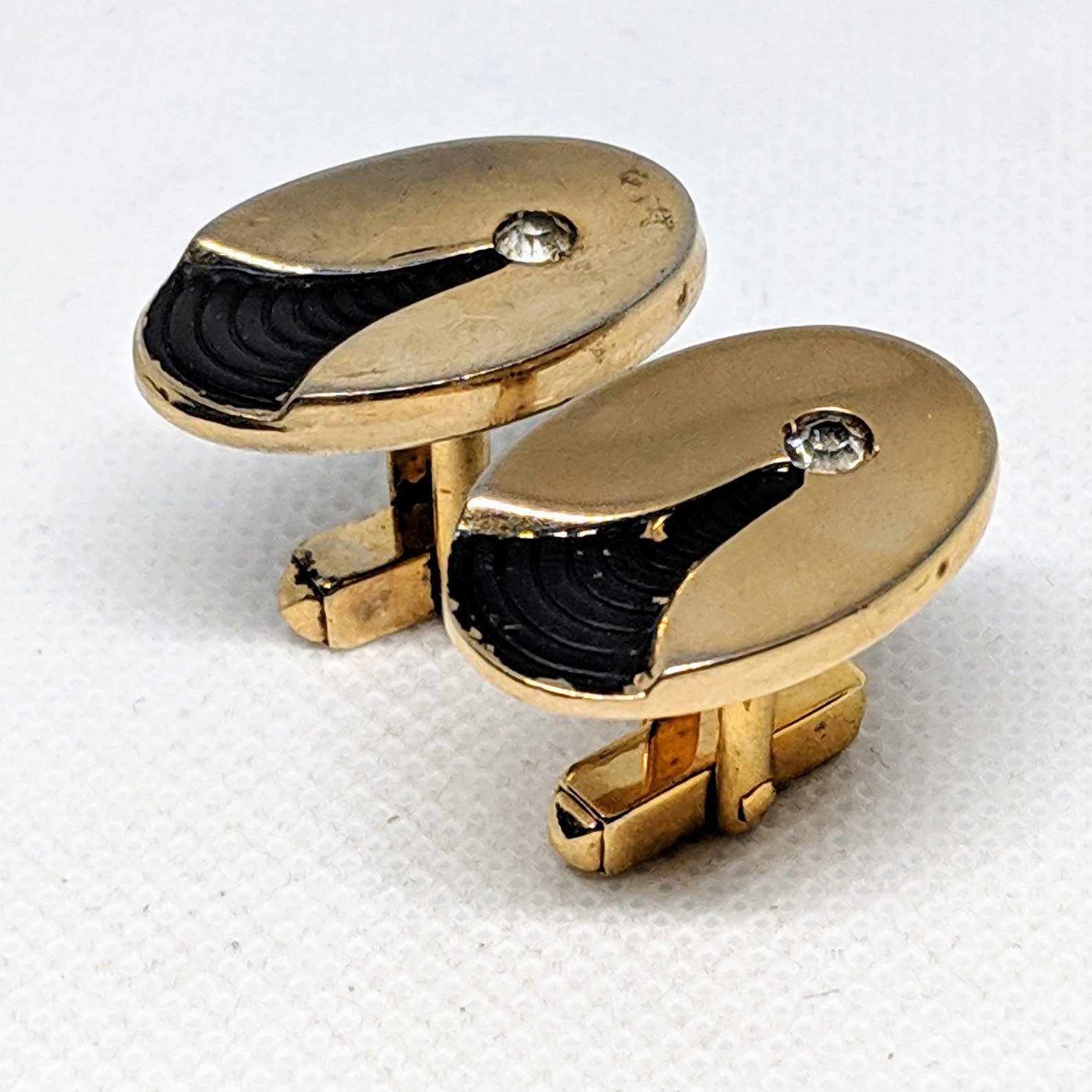 1940s Anson Modernist Black & Gold Tone Cufflinks With Clear - Etsy