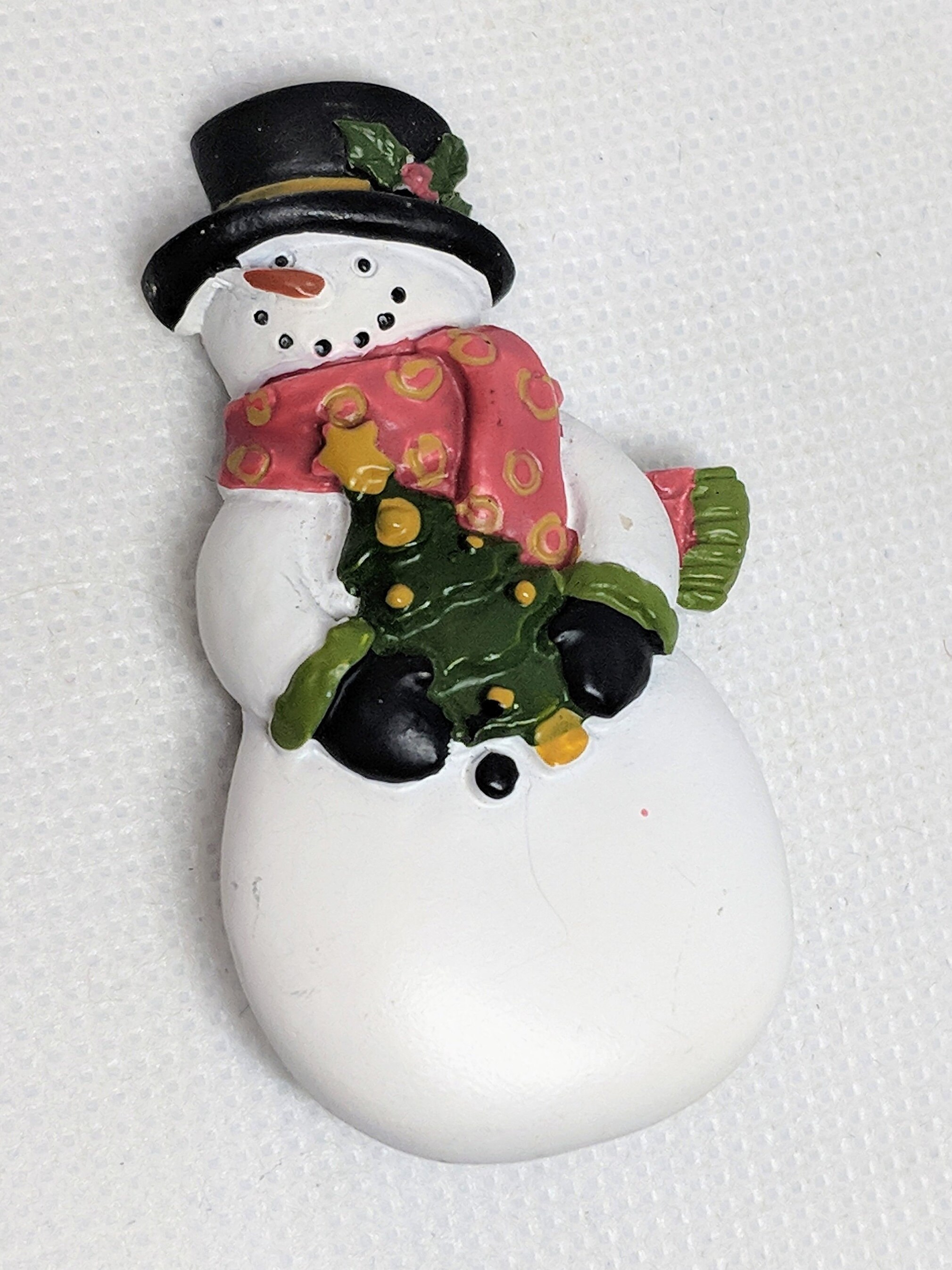 Snowman Holding a Christmas Tree Pin/ Brooch; Holiday Jewelry, Stocking ...