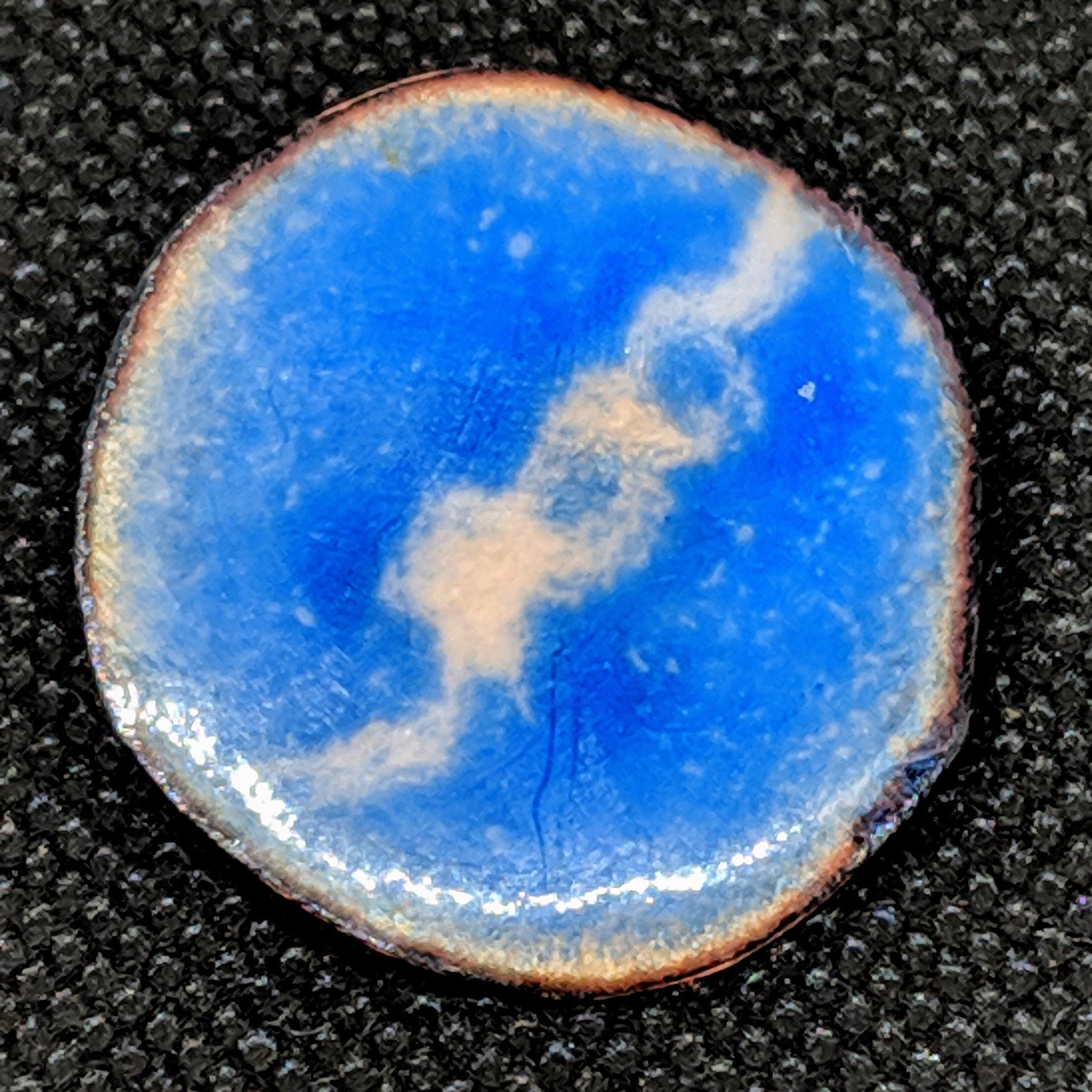 Blue Circle Enamel Pin With Cream Squiggle, Handcrafted Vitreous Enamel ...