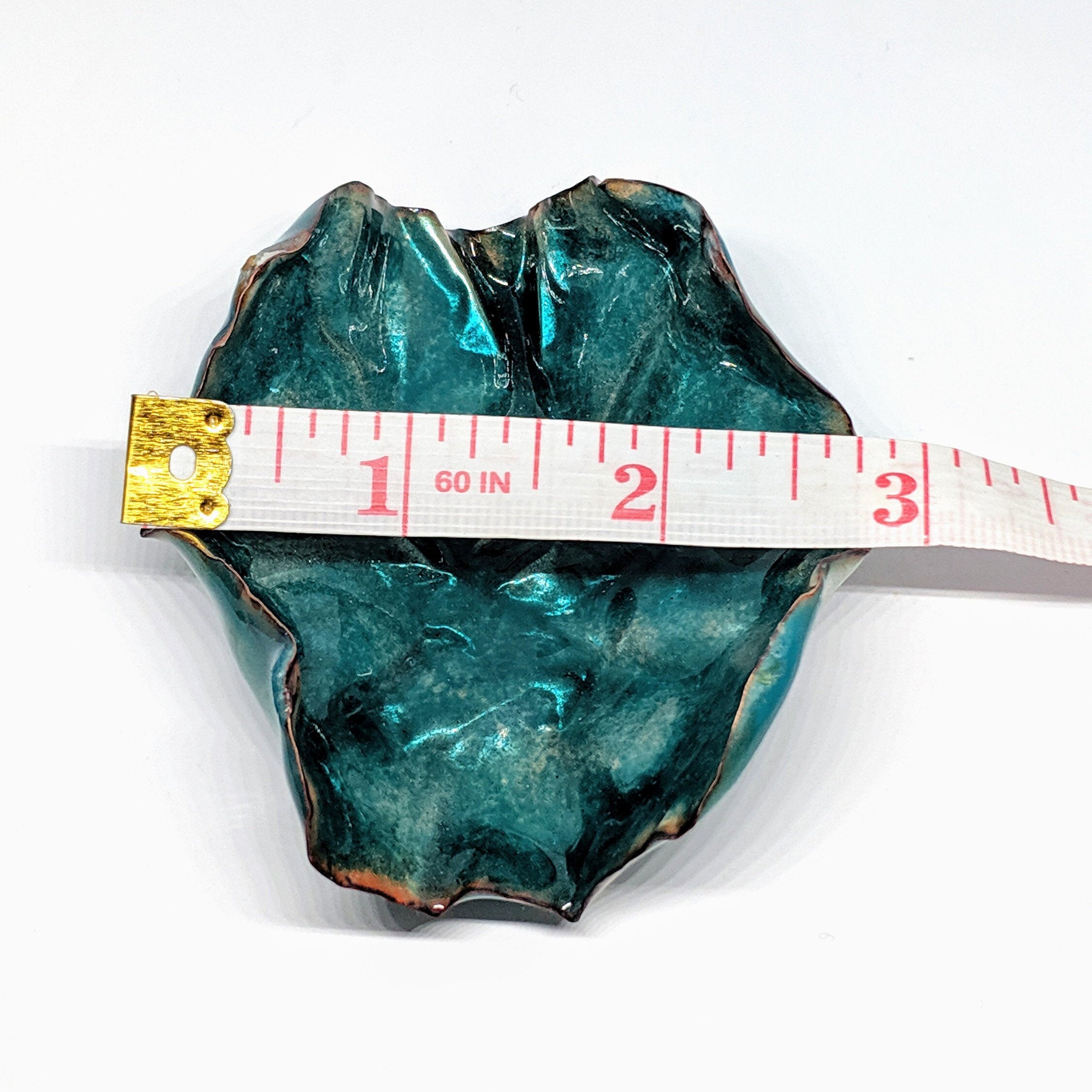 Blue Green Enamel Ring Bowl, Form Folded OOAK Decorative Trinket Dish ...