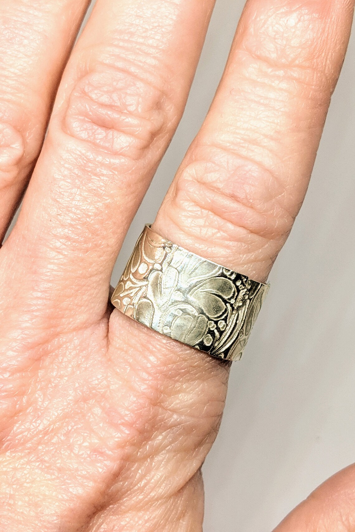 Handcrafted Sterling Silver Ring Textured With Ivy Design | Etsy
