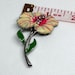 Hibiscus Flower Brooch Vintage Enameled Pin With Rhinestones Pale ...