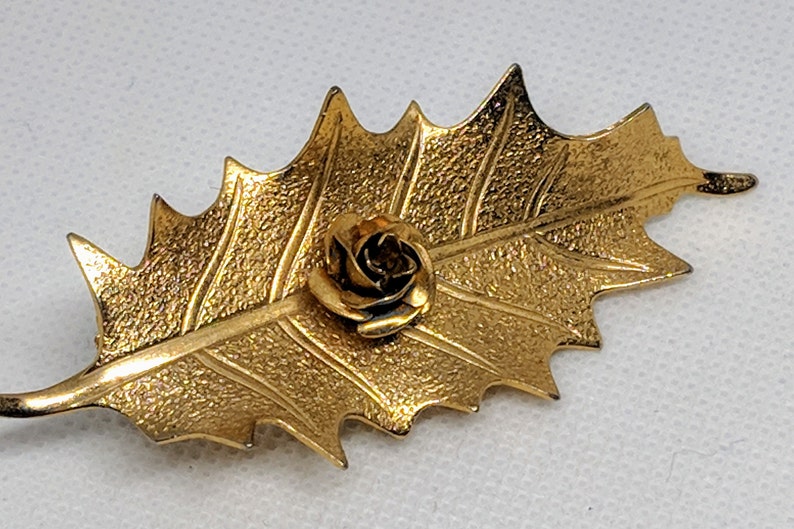 Vintage Golden Leaf & Flower Hair Clip Gold Tone Barrette - Etsy