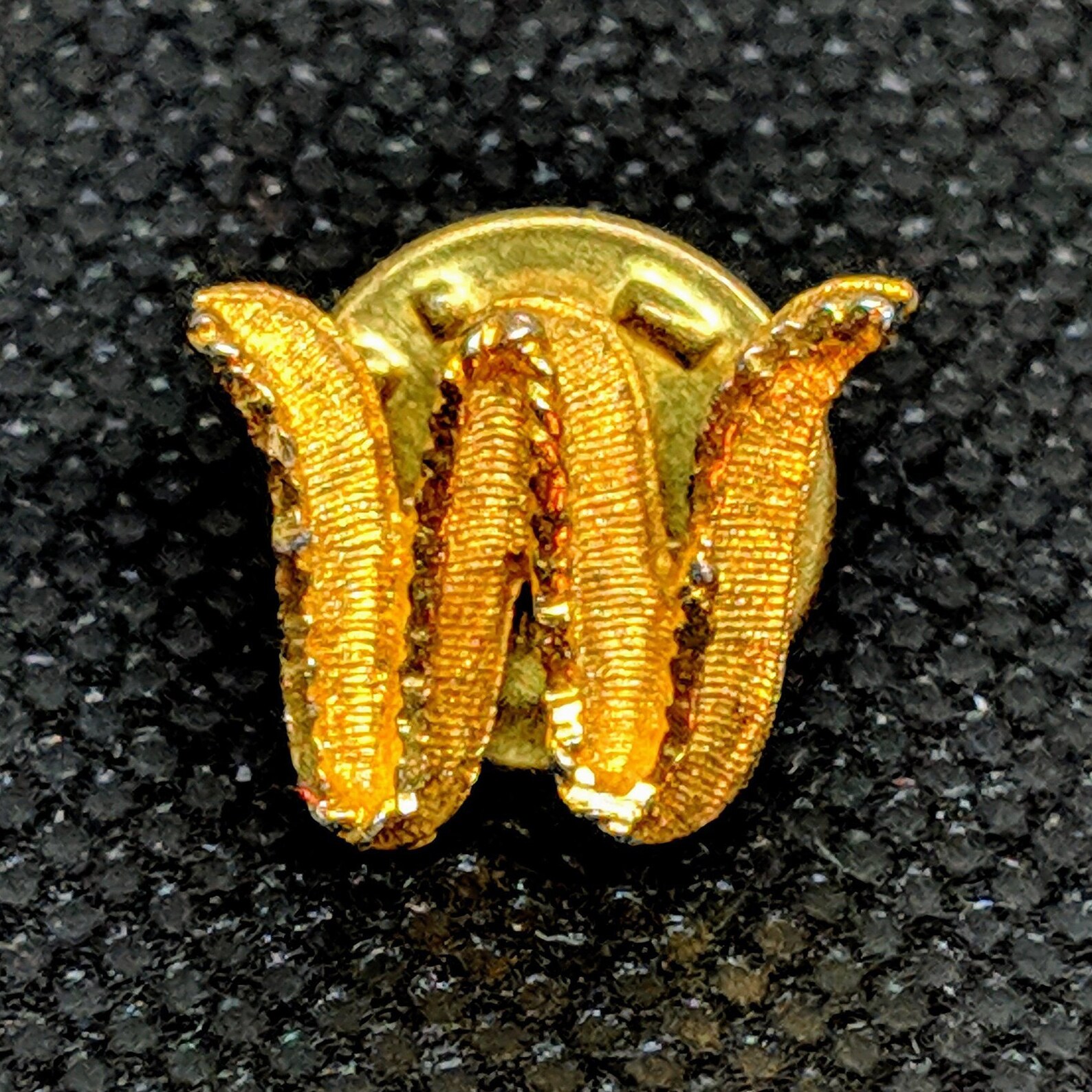 Letter W or M Lapel Pin, Vintage Textured Gold Tone Initial - Etsy