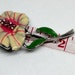 Hibiscus Flower Brooch Vintage Enameled Pin With Rhinestones Pale ...