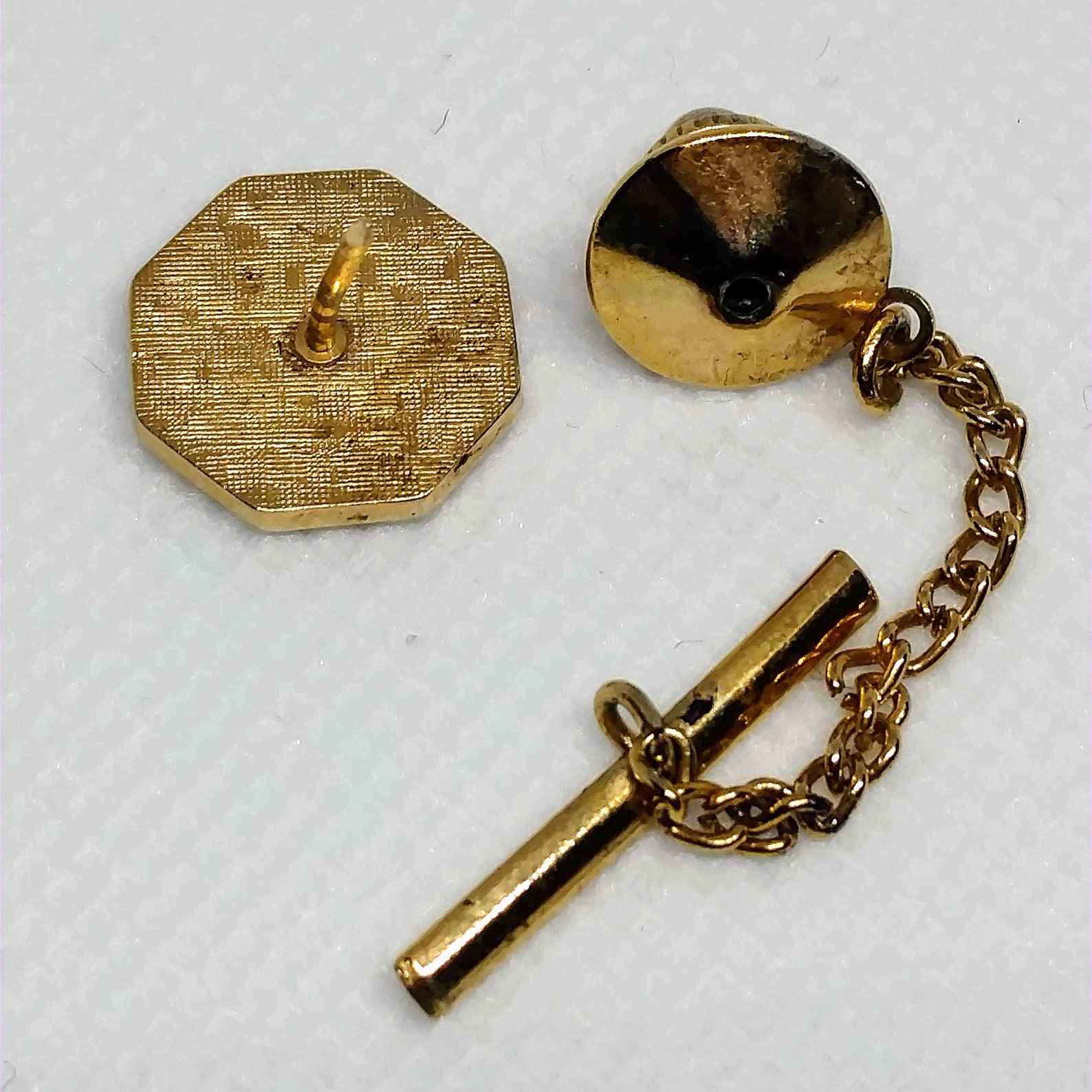 Initial K Tie Tack Vintage Letter Monogram K Gold Tone Octagon Tie ...