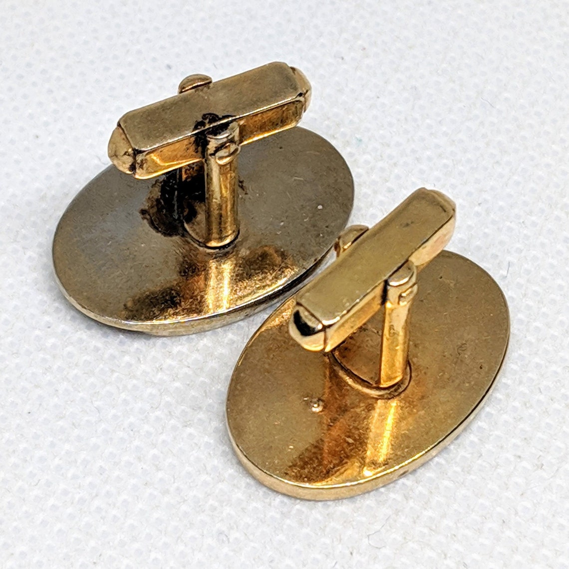 1940s Anson Modernist Black & Gold Tone Cufflinks With Clear Rhinestone ...