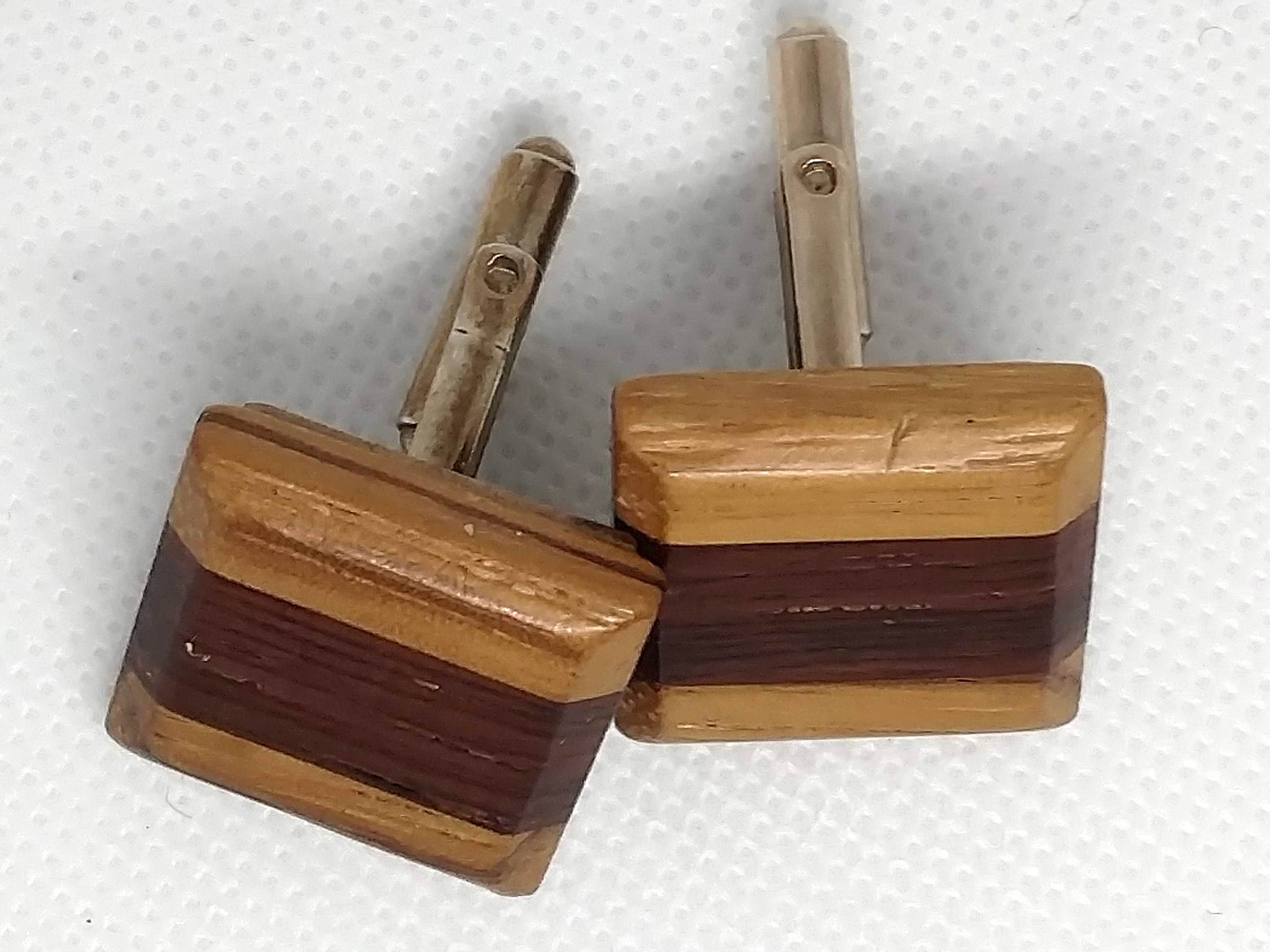 Vintage Wood Cufflinks Wooden Cuff Links Light and Dark Brown - Etsy