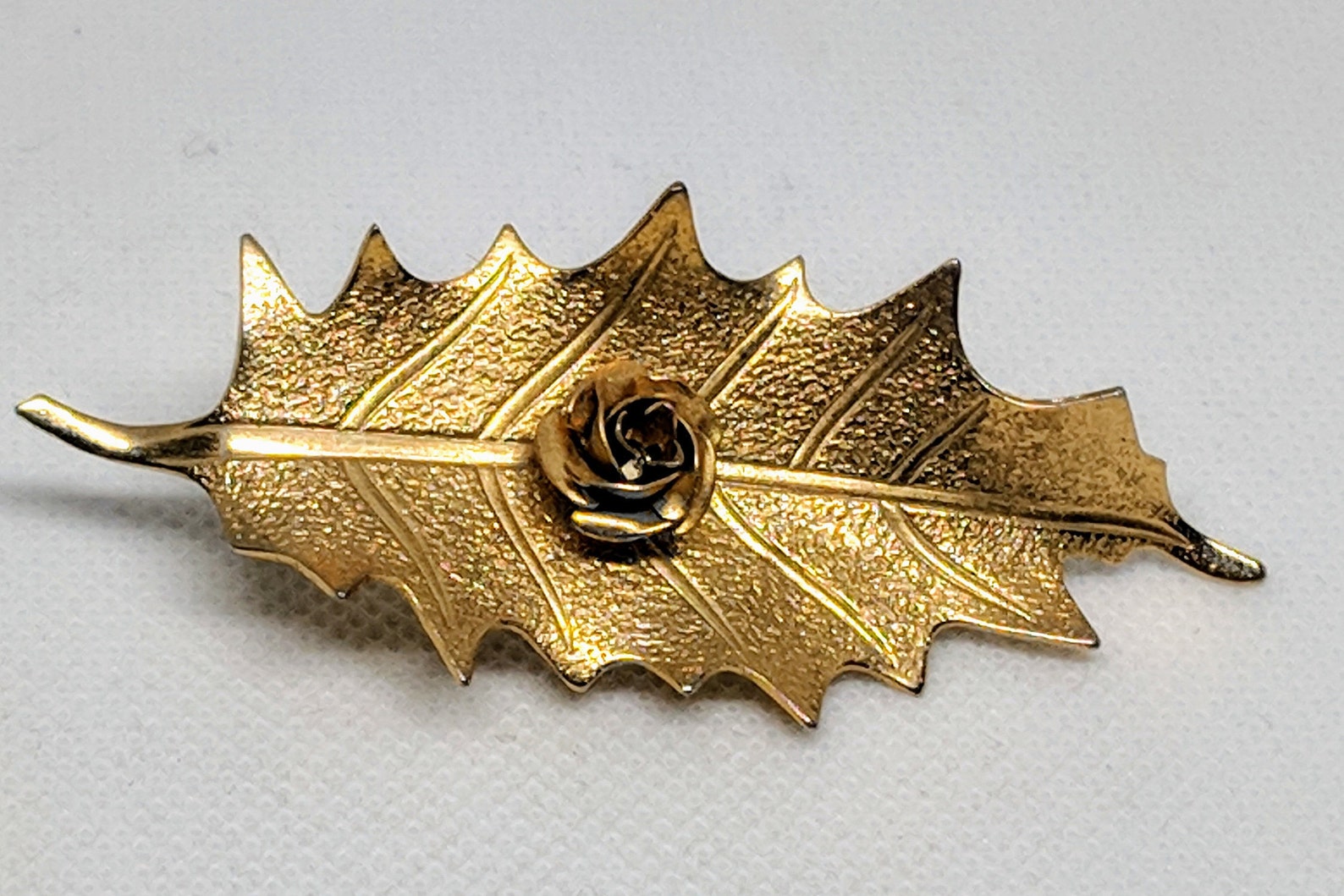 Vintage Golden Leaf & Flower Hair Clip, Gold Tone Barrette, Rose and ...