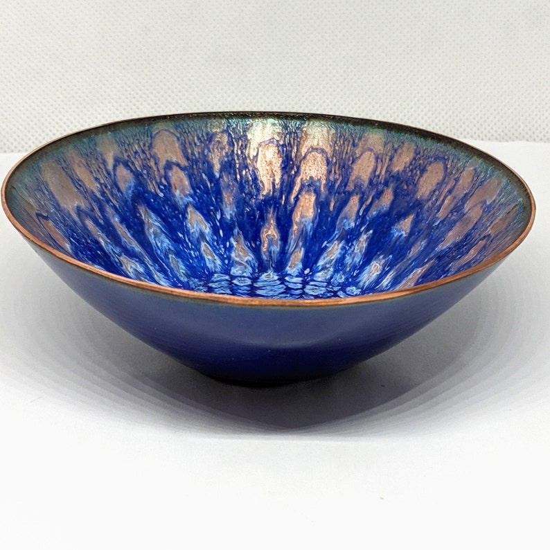 Blue Enameled Decorative Bowl, One of a Kind Artisan Trinket Dish - Etsy