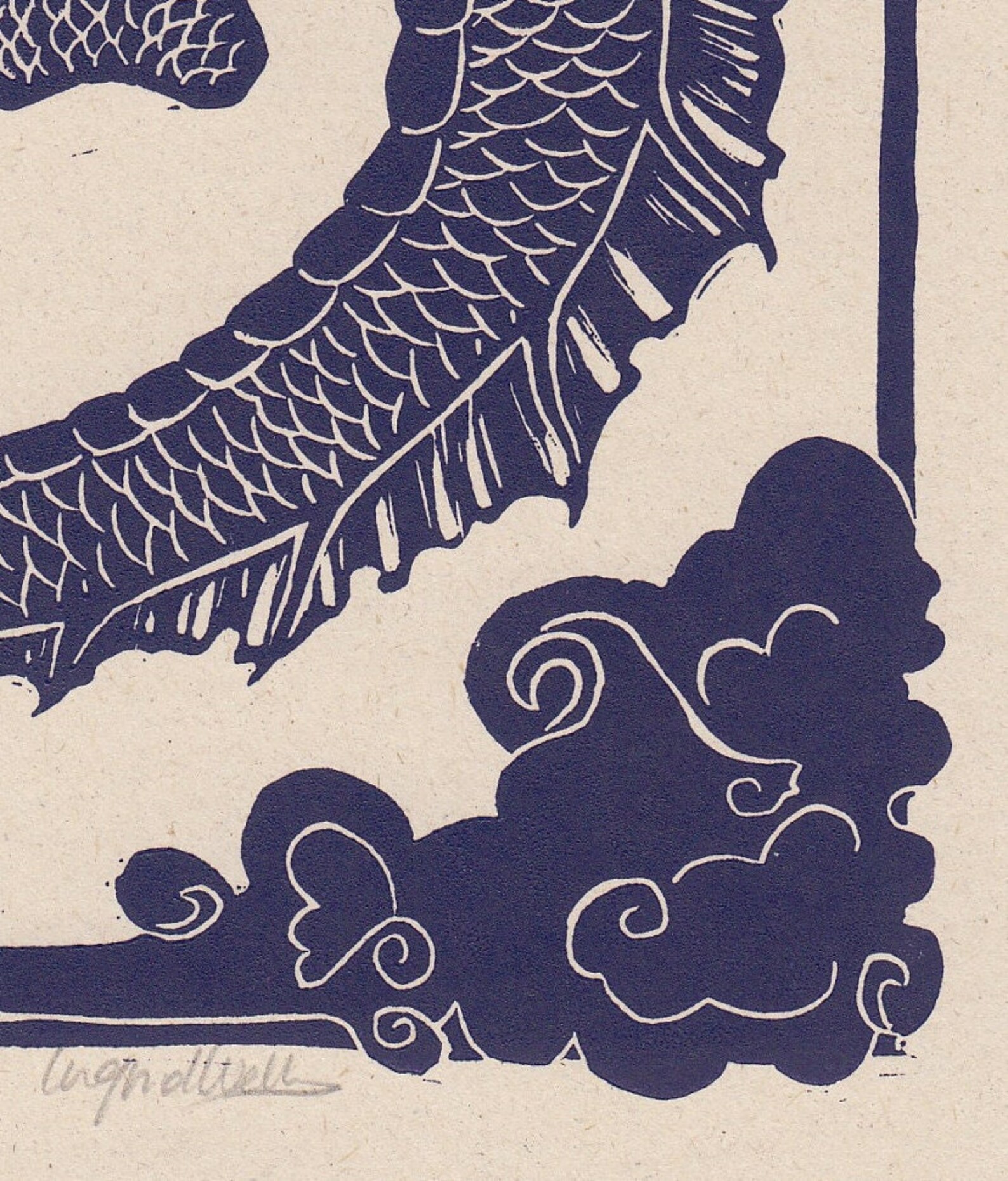 Chinese Water Dragon / Original Blockprint / A4 - Etsy