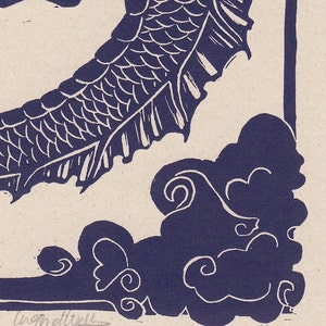 Chinese Water Dragon / Original Blockprint / A4 - Etsy