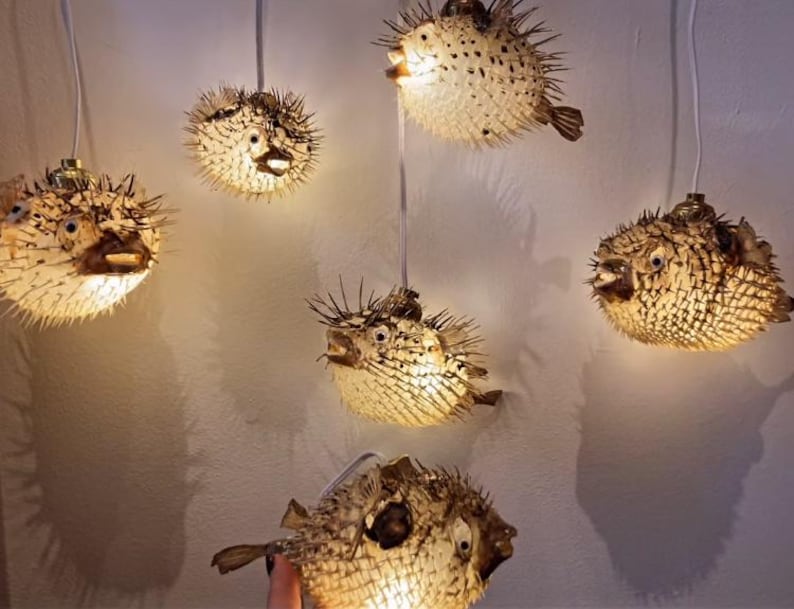 Puffer Porcupine Fish Tiki Bar Lamp String Light Nautical Decor ...