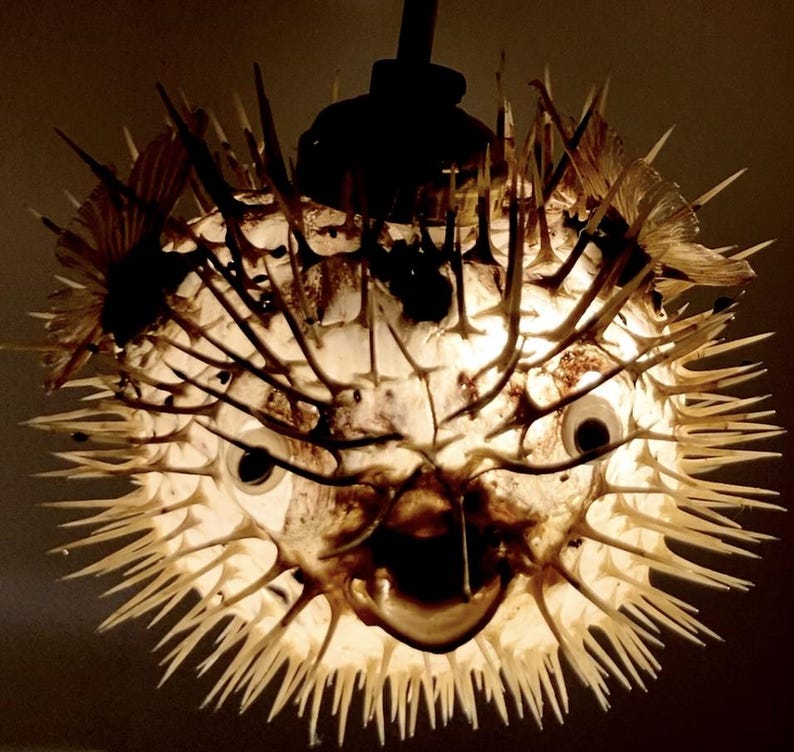 Puffer Porcupine Fish Tiki Bar Lamp String Light Nautical Decor ...