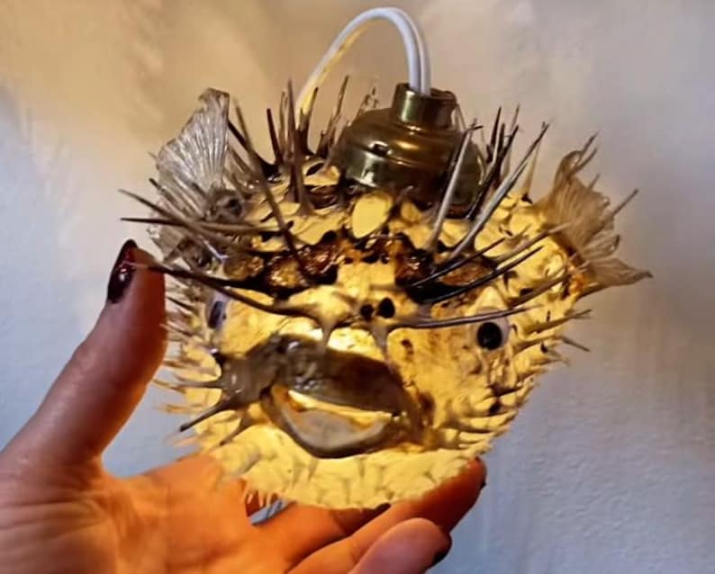 Puffer Porcupine Fish Tiki Bar Lamp String Light Nautical Decor ...