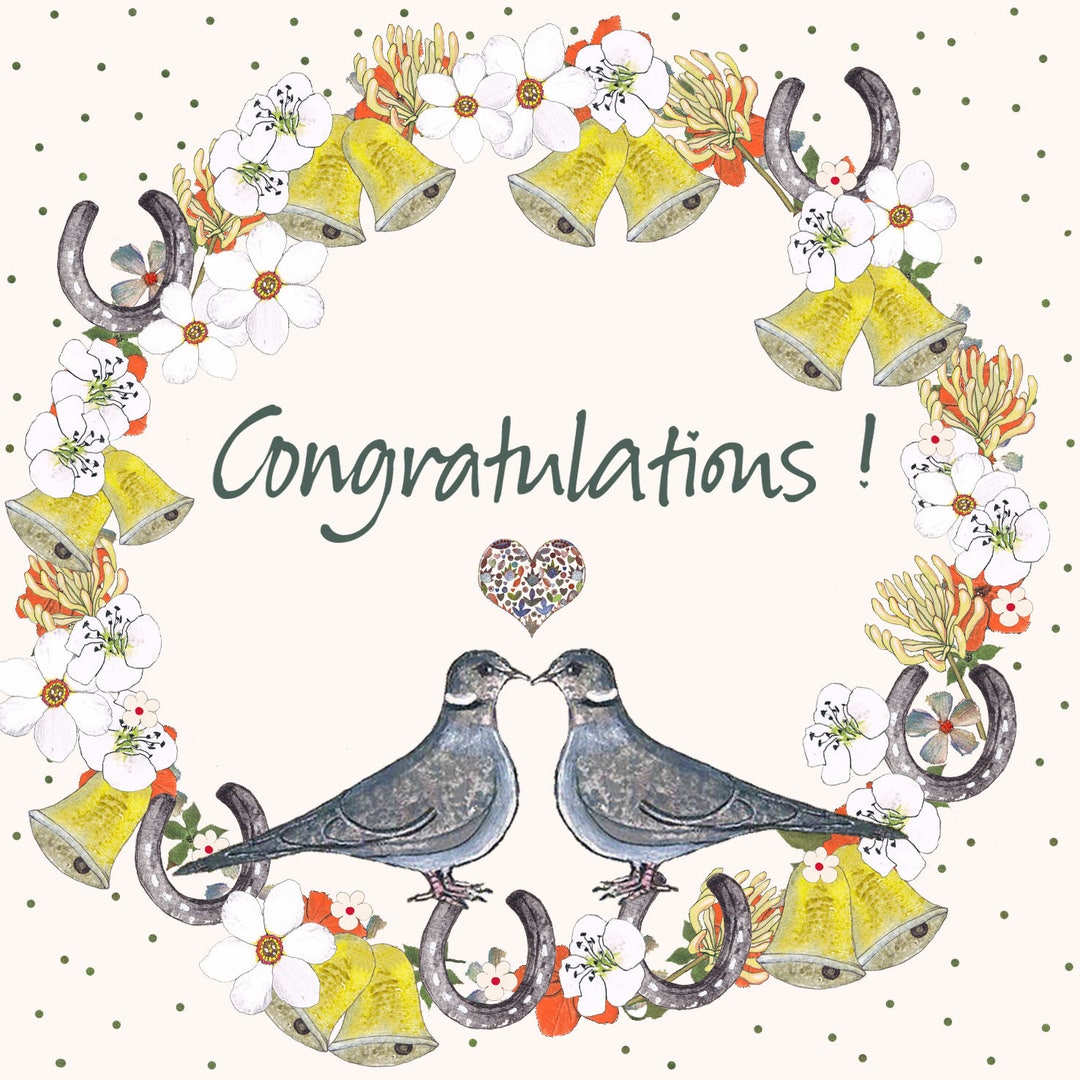 Congratulations Love Birds' Wedding Card - Etsy