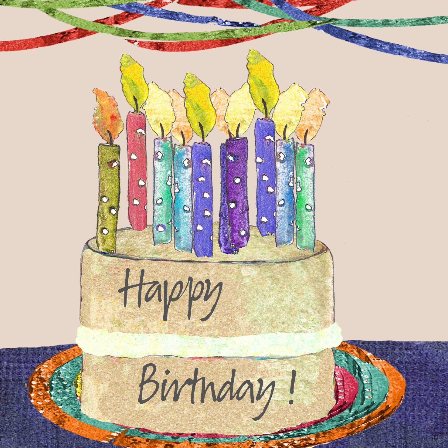 Big Birthday Cake Birthday Card - Etsy UK