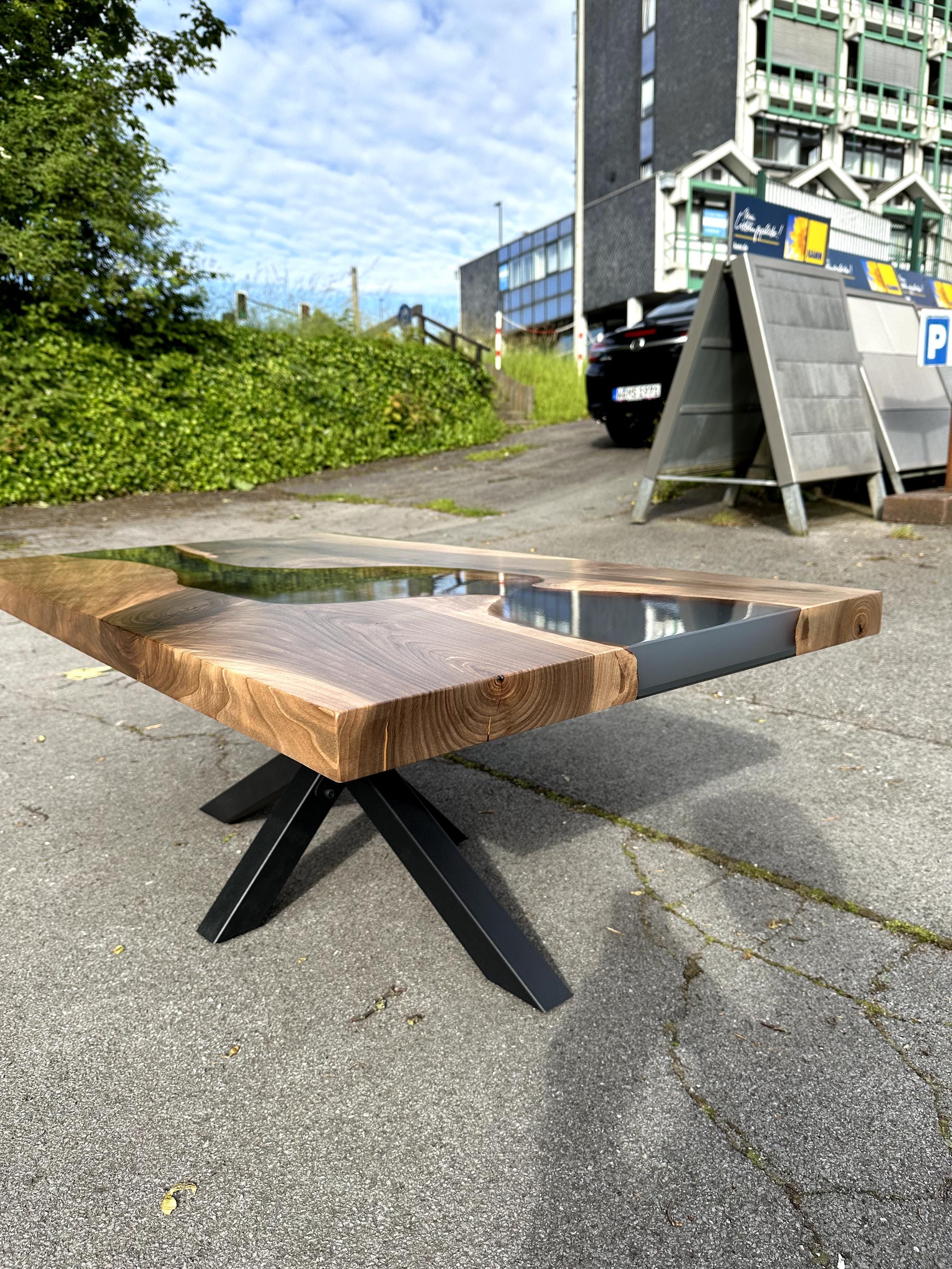 Custom Epoxy Resin Handmade Table, River Epoxy Dining Table, Living ...