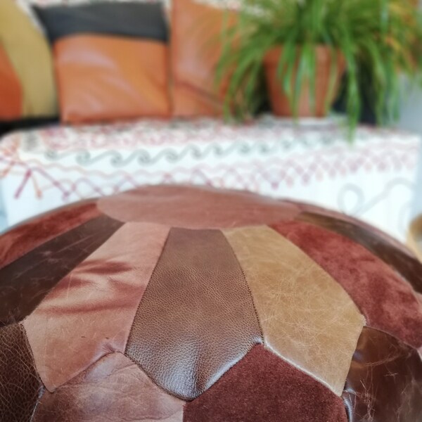Leather Pouffe - Etsy UK