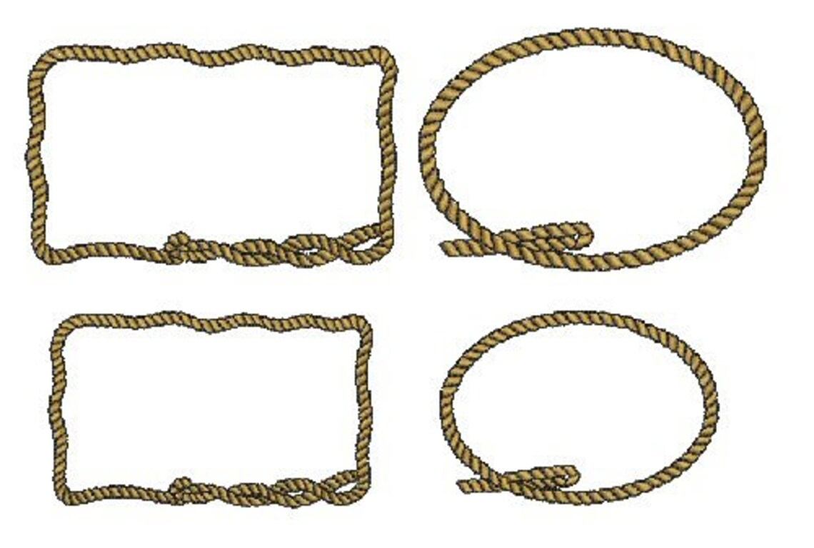 Rope Frames Set Embroidery Machine Designs, Set of 4, Western Rope ...