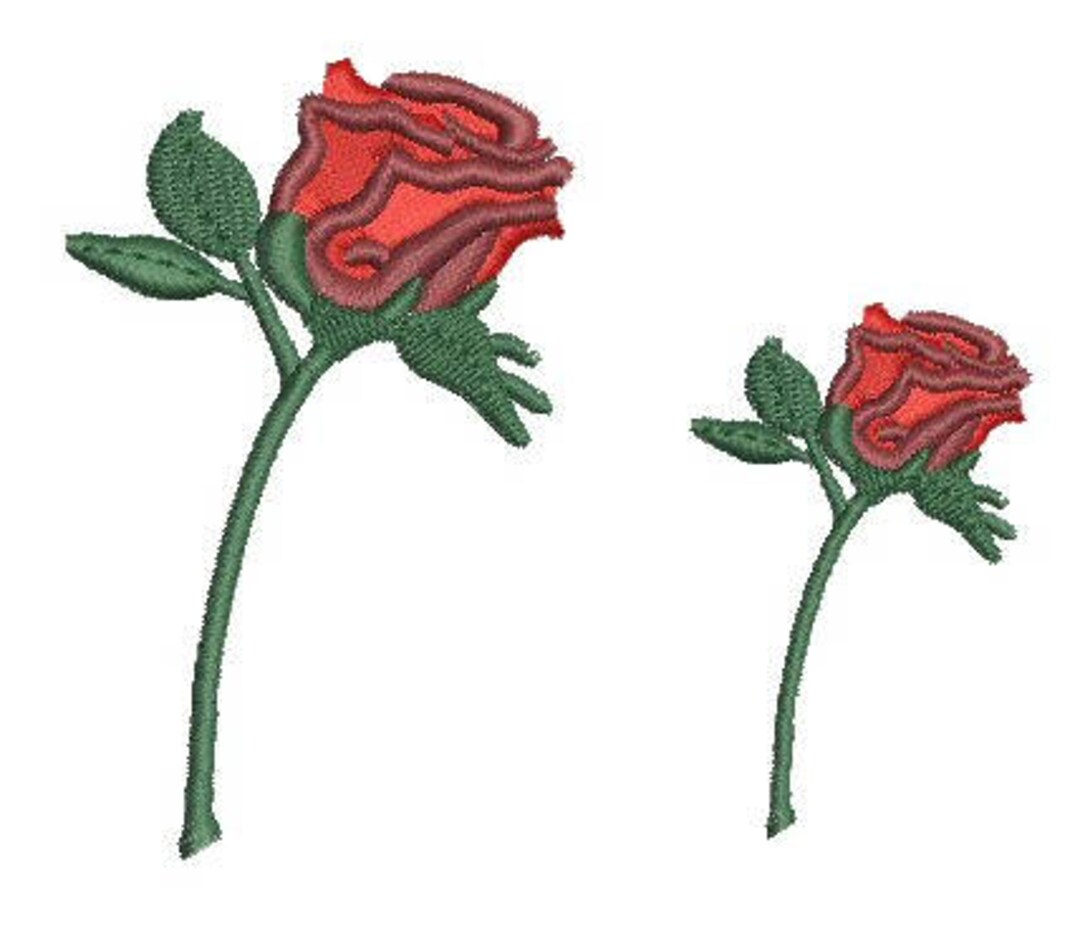 Rose Machine Embroidery Design Single Stem Floral Flower Valentines - Etsy
