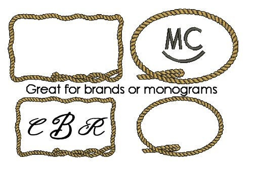 Rope Frames Set Embroidery Machine Designs, Set of 4, Western Rope ...