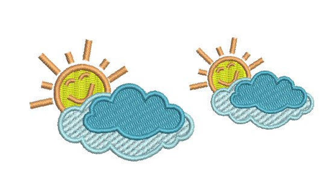 Sunny Machine Embroidery Design Weather Cloud Sun Forecast - Etsy