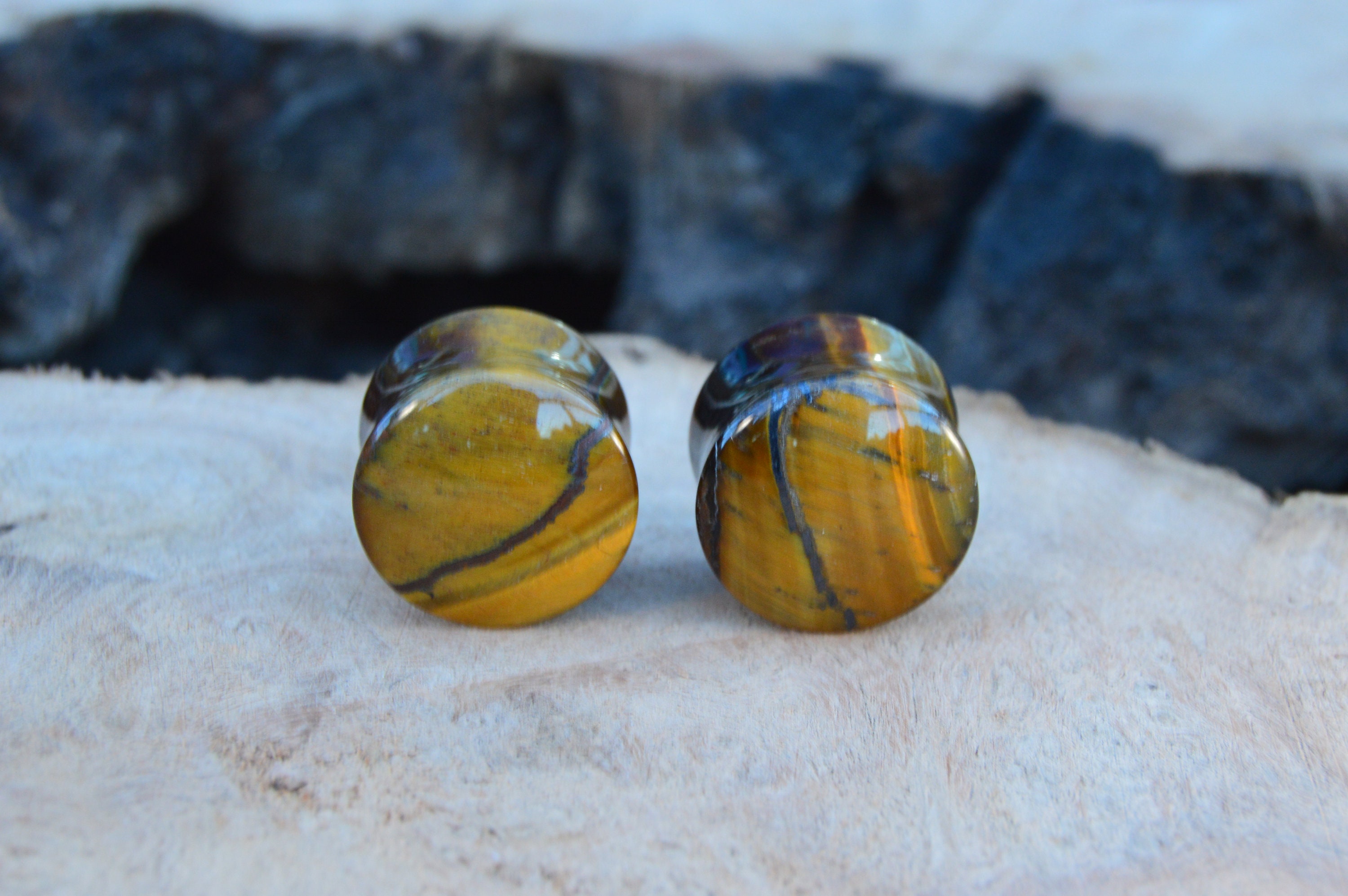 Yellow Tigers Eye Plugs - Etsy