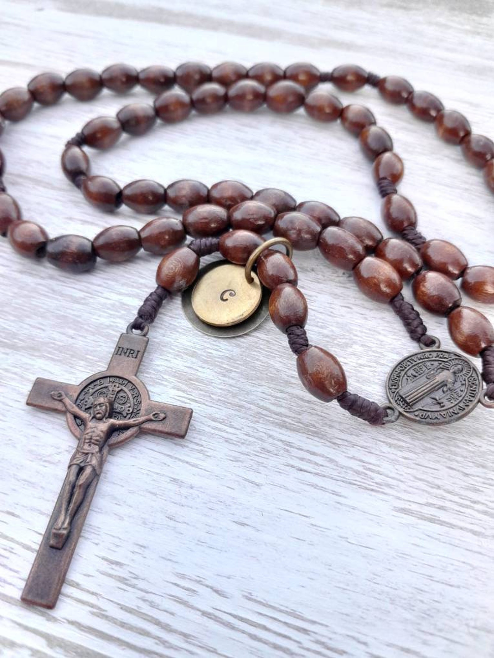 Wooden Rosary. Traditional Five Decade Personalized Rosary. Baptism ...