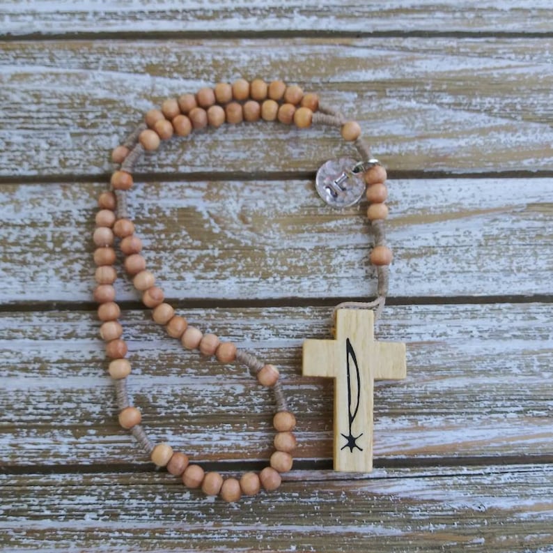 Small Rosary. Simple Corded Rosary. PAX Wooden Rosary. - Etsy