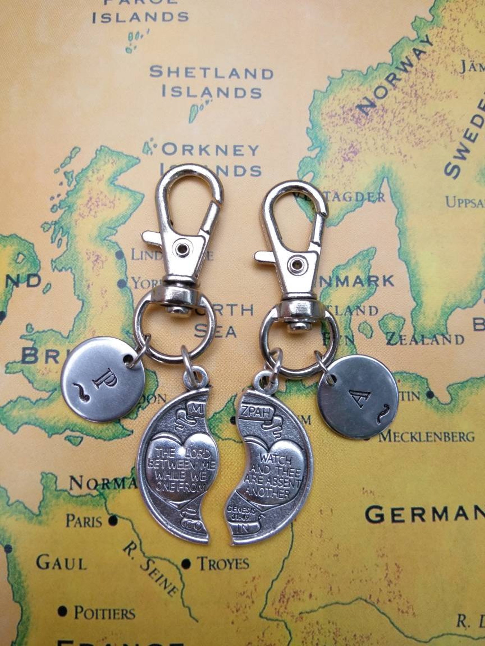 Personalized Couples Key Chain Set. Couples Matching Key Chains. Set of ...