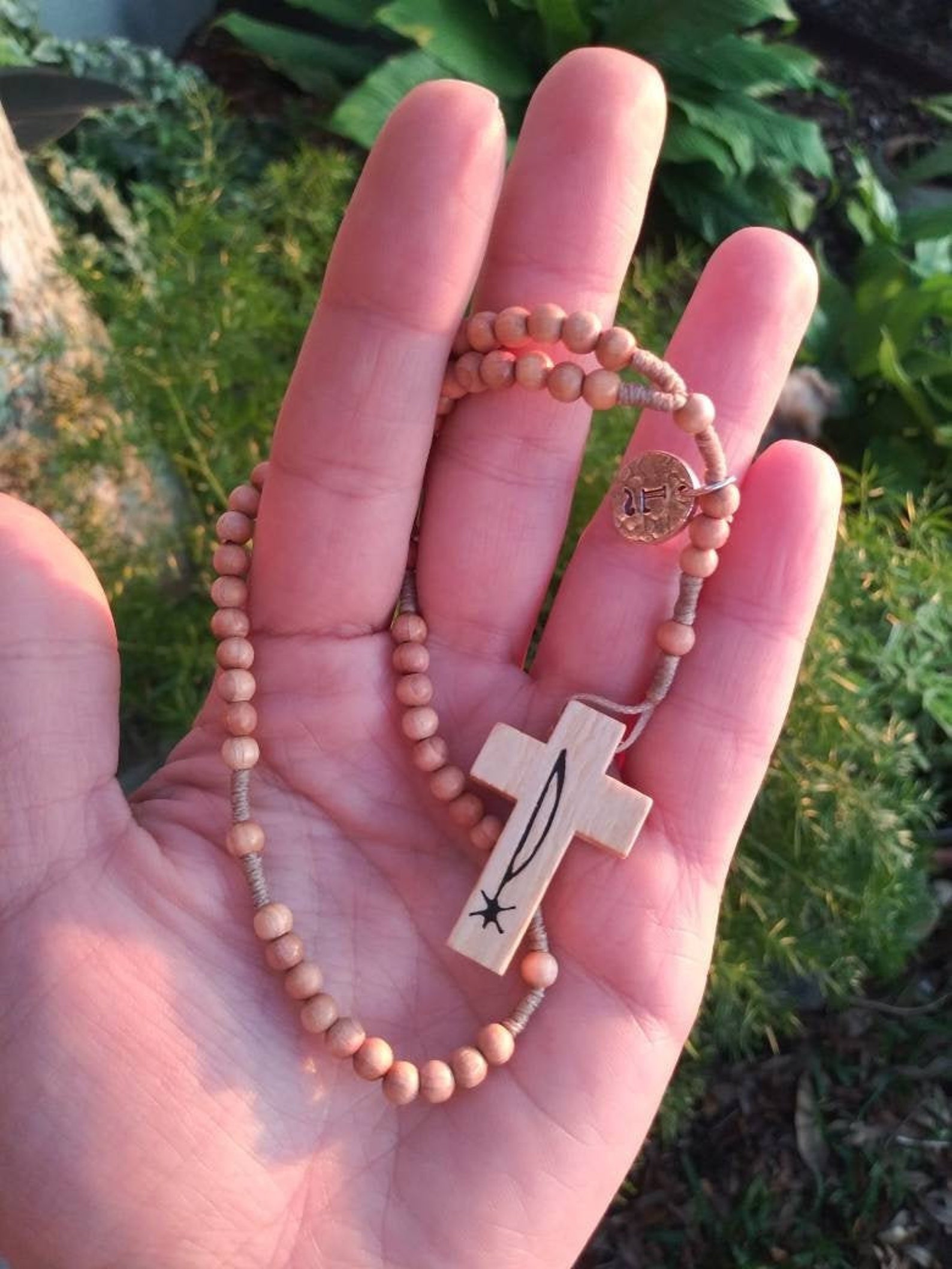 Small Rosary. Simple Corded Rosary. PAX Wooden Rosary. - Etsy