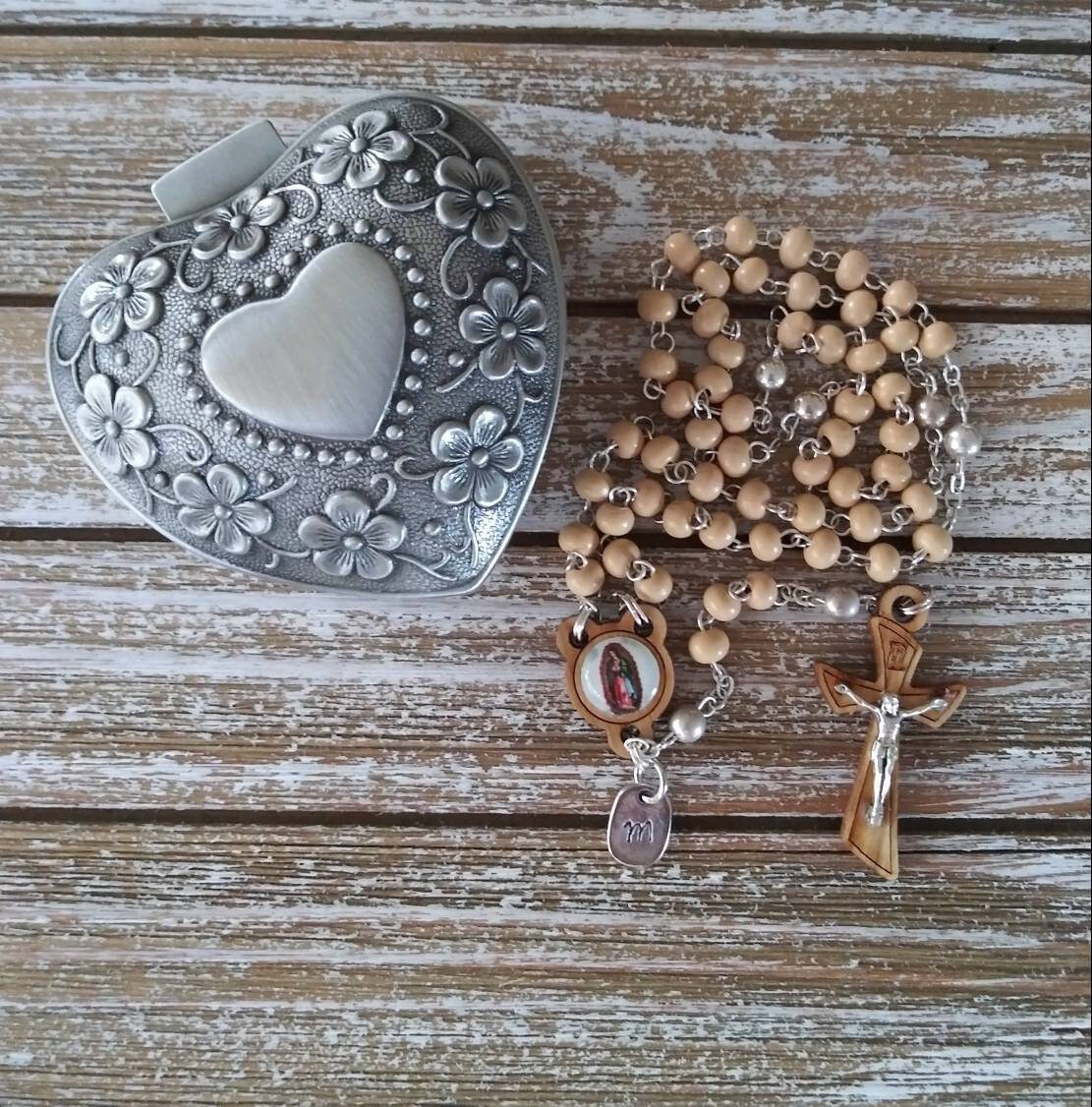 Our Lady of Guadalupe Rosary. Baptism Gift. Rosary. Keepsake Box ...
