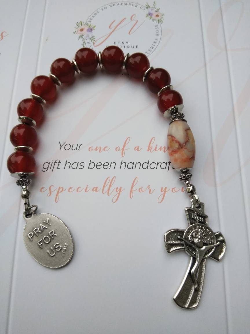 Personalized Hand Stamped Rosary Handcrafted Pocket Rosary Prayer Beads ...