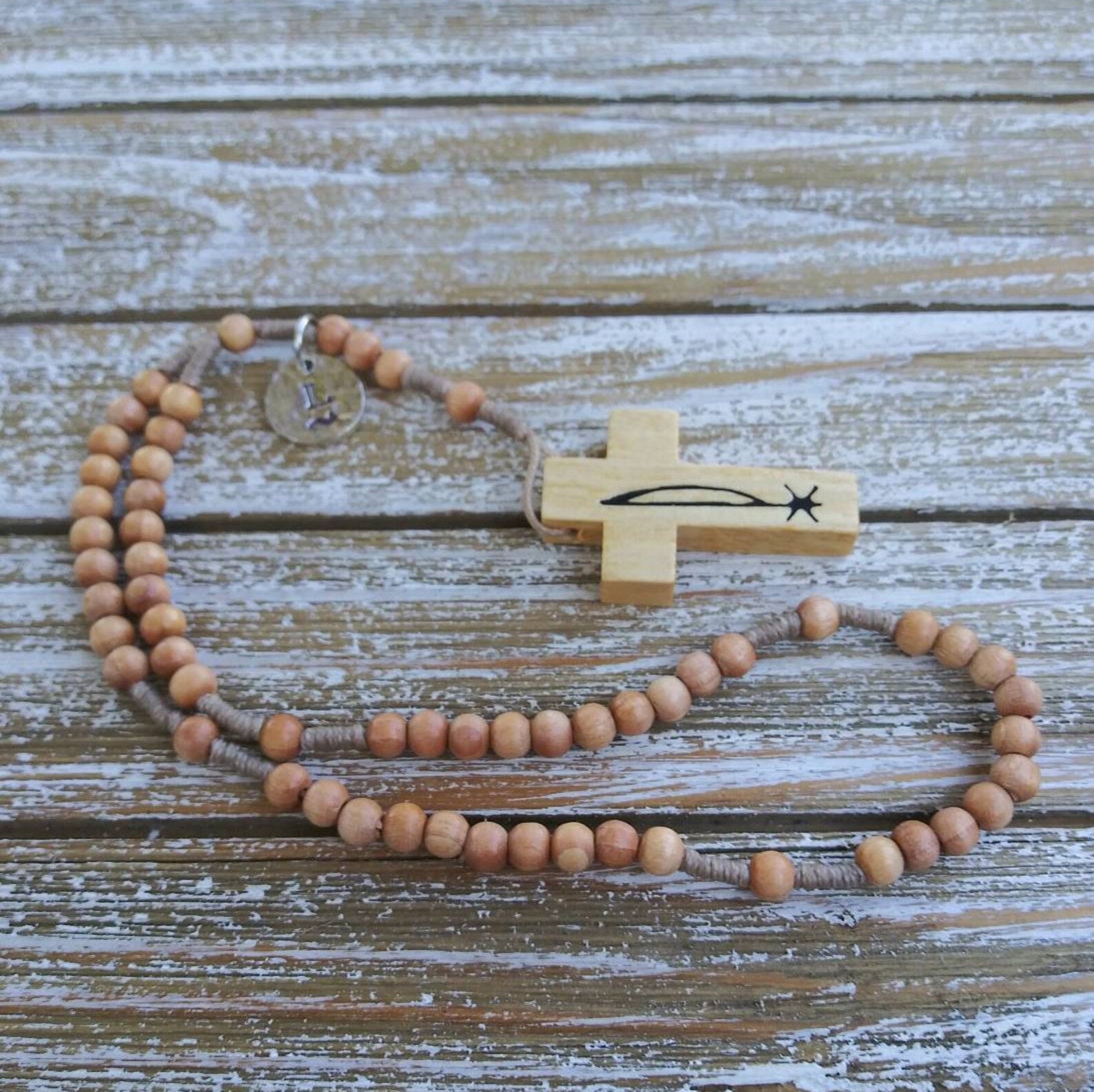Small Rosary. Simple Corded Rosary. PAX Wooden Rosary. - Etsy