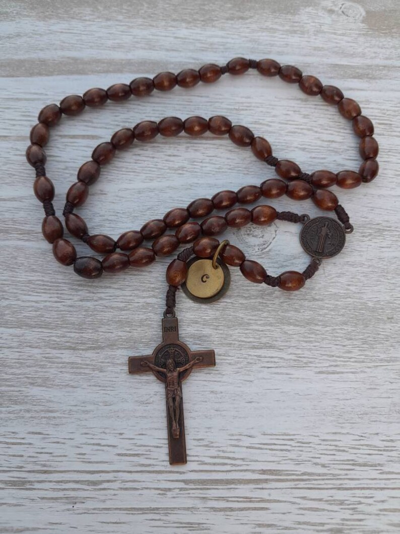 Wooden Rosary. Traditional Five Decade Personalized Rosary. Baptism ...