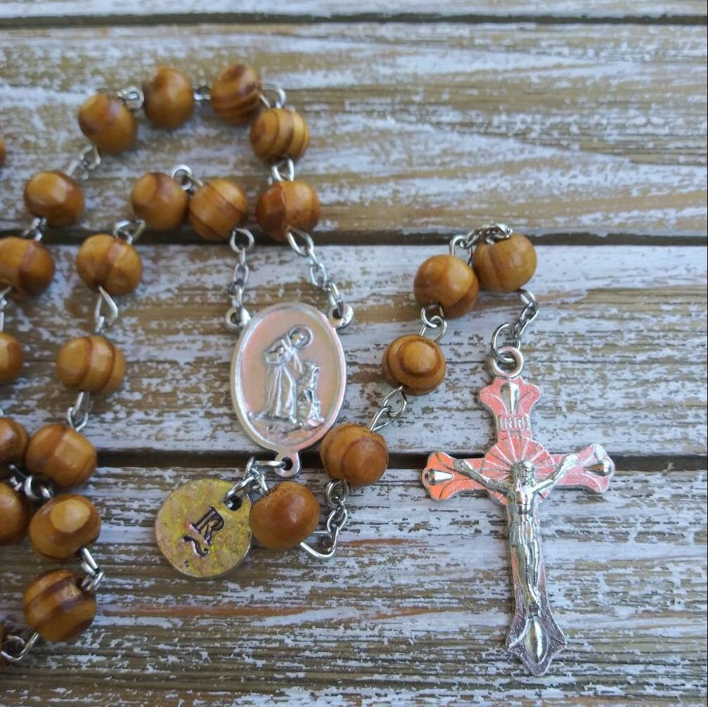 St Francis / St Christopher Rosary.personalized Wooden Rosary Rosery ...