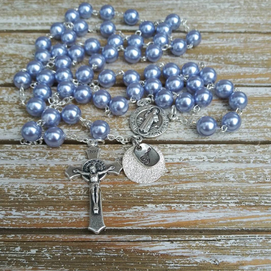 Catholic Rosary-five Decade Rosary-st Benedict Rosary-christening Gift ...