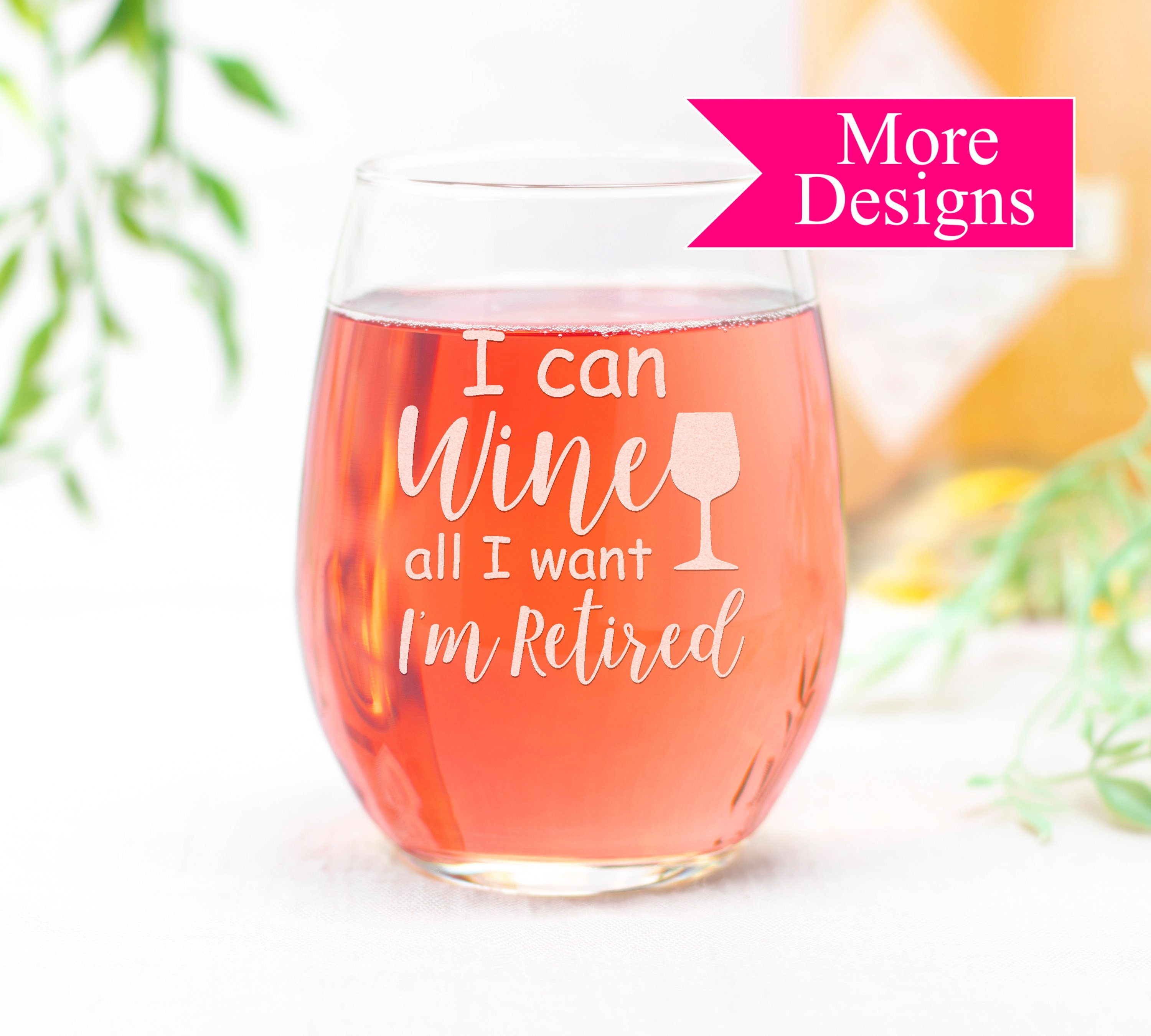 Wine Glasses Funny Wine Glass Retirement T Custom Wine Etsy